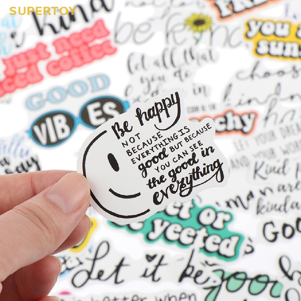 SUPERTOY 50Pcs English Leters Inspirational Quotes Sticker For Laptop ...