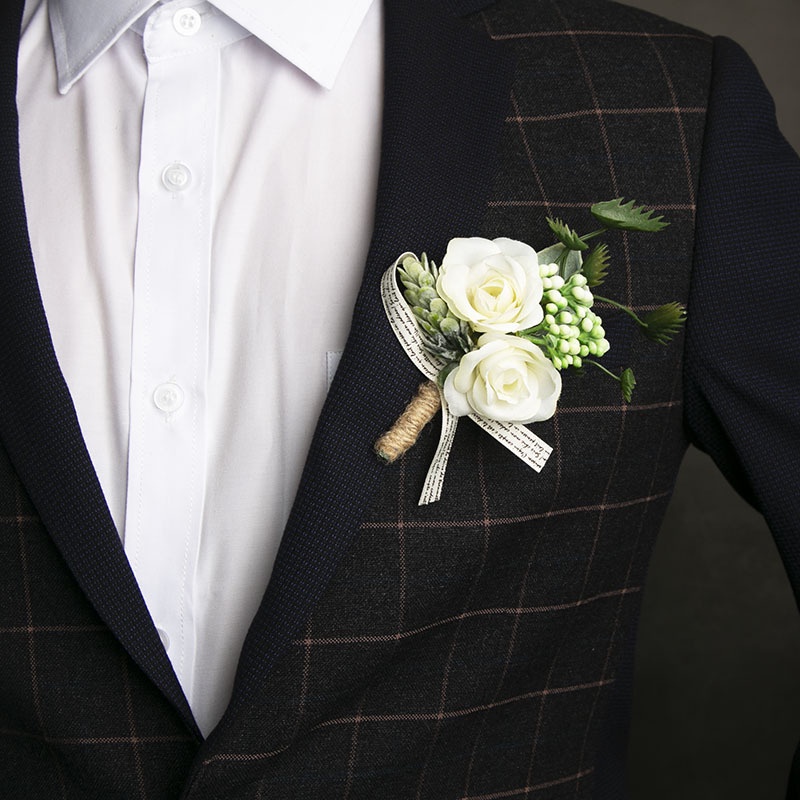 Wedding Corsage Rose Boutonniere for Men Wedding Bridegroom Flowers for ...