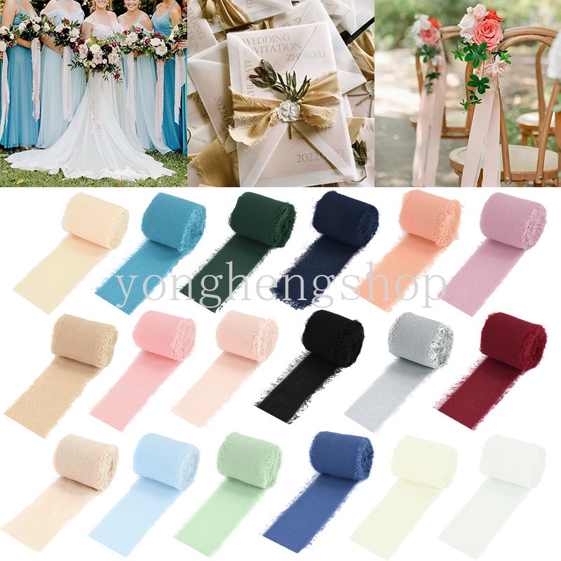 5M/Roll Frayed Edged Satin Chiffon Silk Ribbon Gift Packing Rope ...