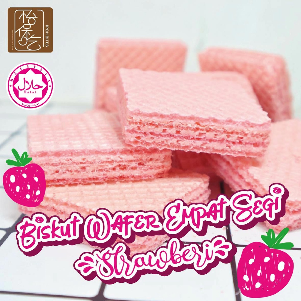 HALAL Biskut Wafer Empat Segi (Strawberi) | Square Wafer Biscuits ...