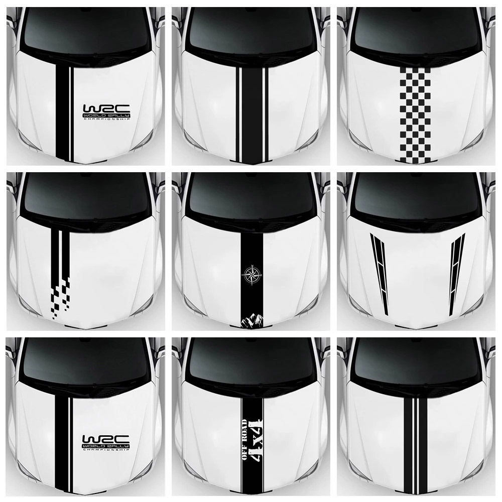 All Brand Model Universal Fashion WRC Stripe Car Bonnet Hood Stickers ...