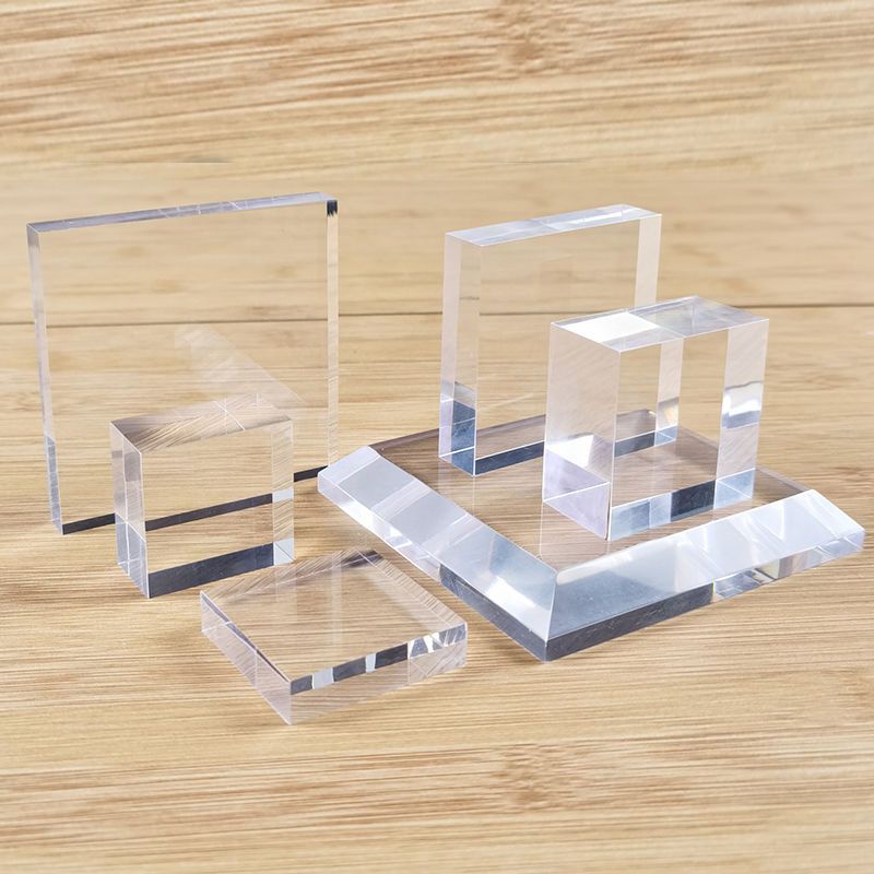 Transparent Acrylic Square Block Jewelry and Cosmetics Base Base ...