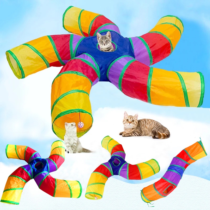 Cat Tunnel for Indoor Cats Large with Play Ball S-Shape 5 Way ...