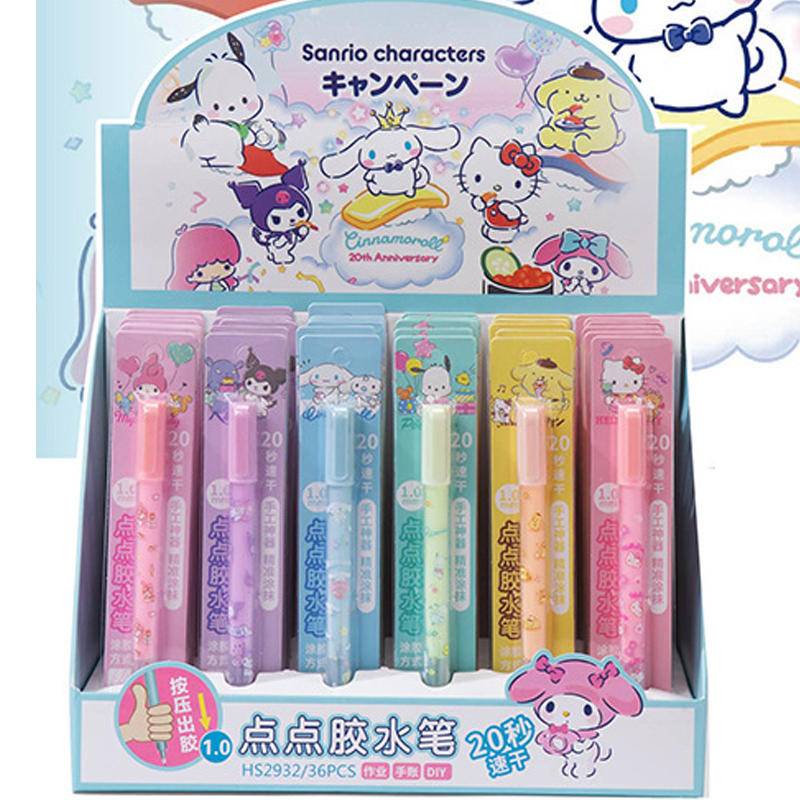 2023 Sanrio Glue Pen Mymelody Kuromi Cinnamoroll Pom Pom Purin Pochacco
