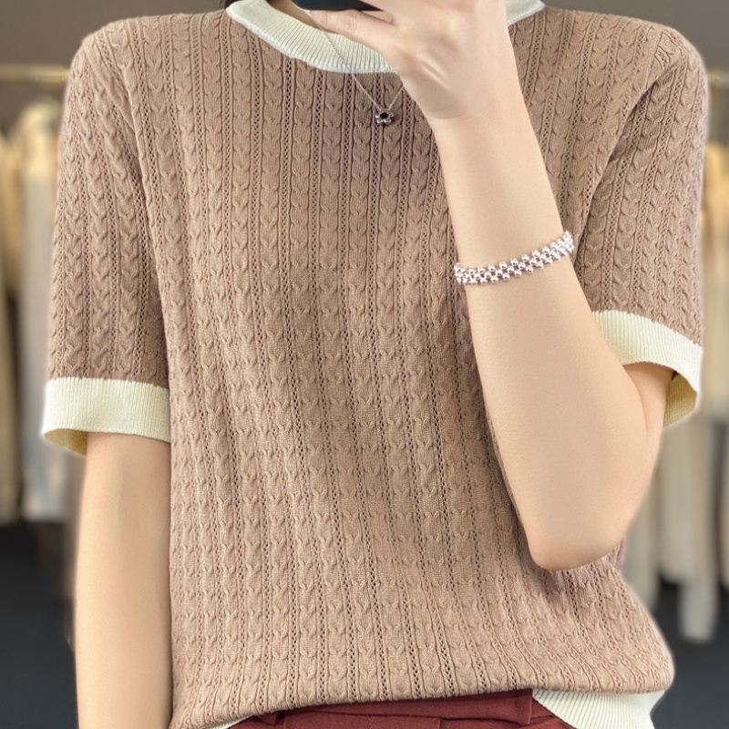 Women's Summer Cute Ribbed Knit Short Sleeve Tee Top Casual Lightweight ...