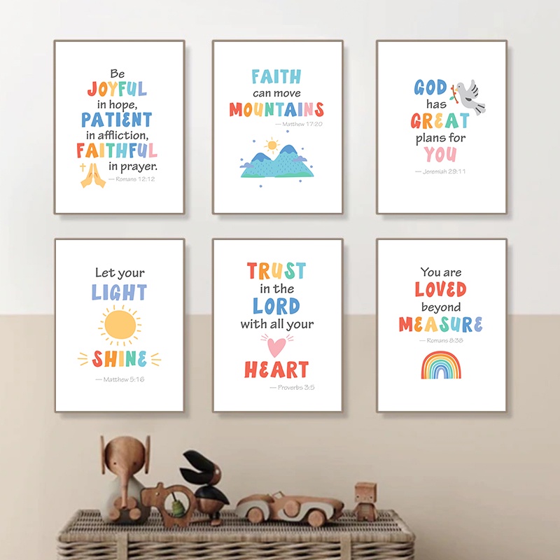 Kids Bible Verse Art Prints Scripture Posters Church Sunday School ...