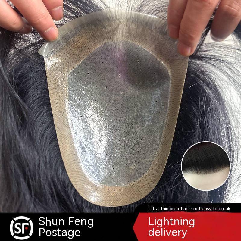 100% Human Hair Men's Wig Biological Scalp Short Hair Handsome Korean ...