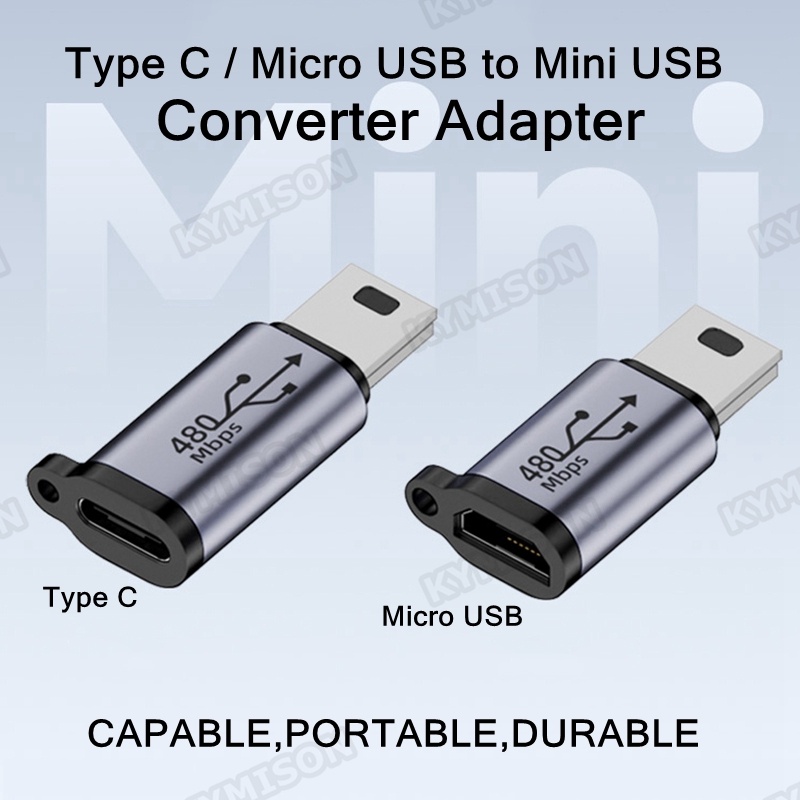 USB Type-C / Micro USB Female to Mini USB Male Adapter Charger ...