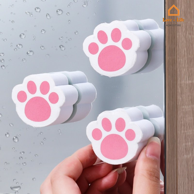 Kawaii Pink Cat Paw Sponge Wipe/ Glass Mirror Non-marking Cleaning ...