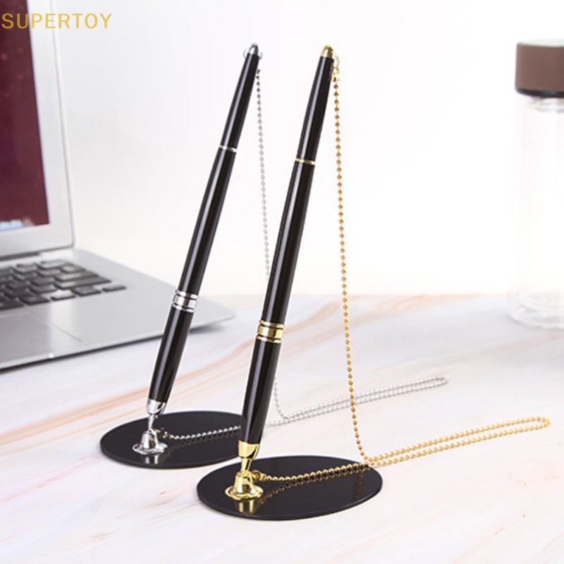 SUPERTOY Sticky Desk Pens with Chain Fixed Bank Counter Pen Metal Sig ...