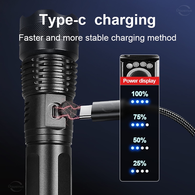 Super XHP360 LED Powerful Flashlight USB Recharge Torchlight 26650 ...