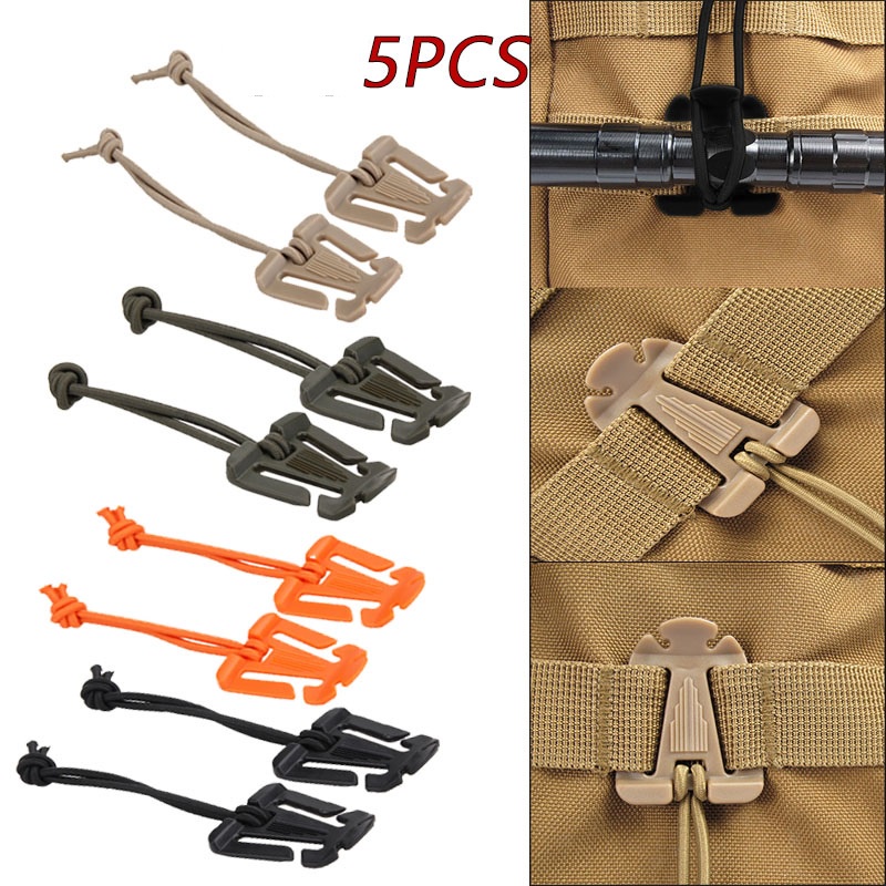 5 Pack Molle Backpack Buckle Elastic Strap Cord Carabiner Nylon Camping ...