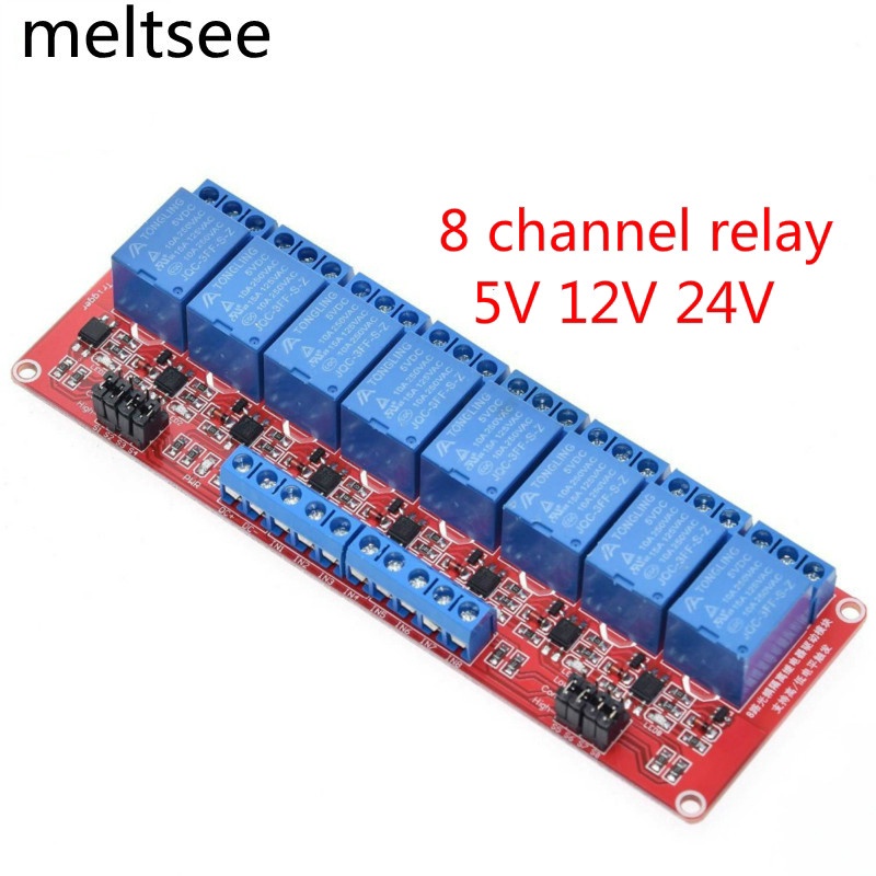 8 channel relay module 5V/12V/24V high and low level trigger relay ...