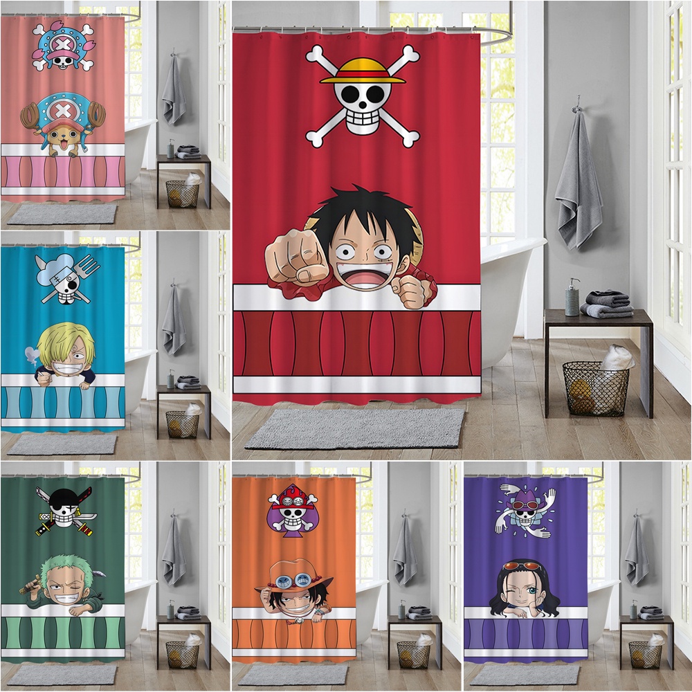 One Piece Monkey D. Luffy Polyester Waterproof Shower Curtain Water ...