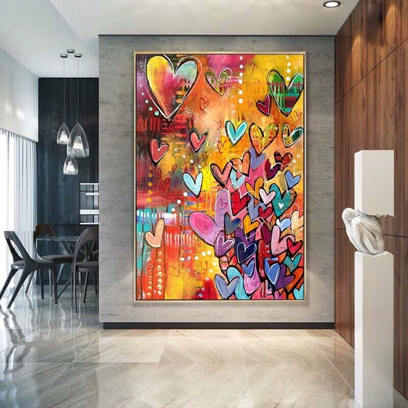 Colorful and Beautiful Love Hearts Posters and Prints Canvas Paintings ...