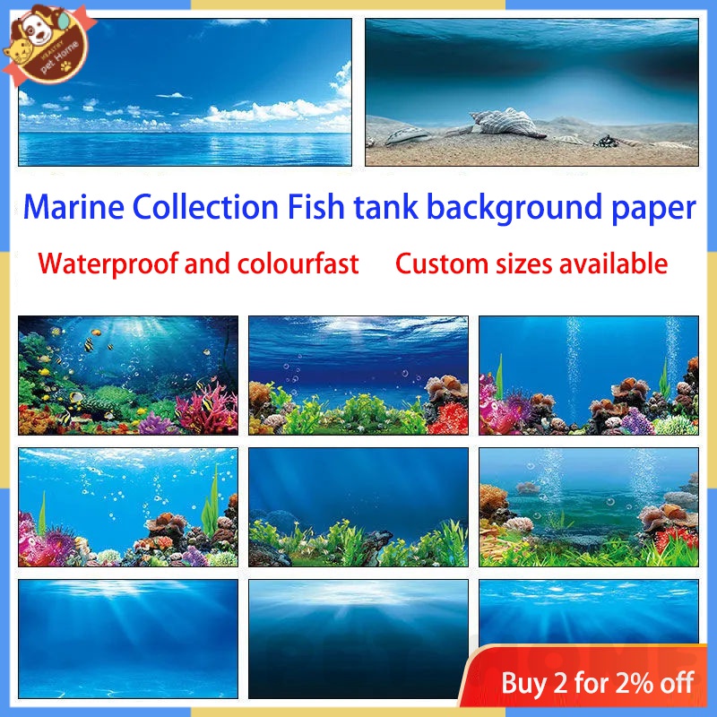 Fish Tank Background Painting Stickers Paper HD Custom Stickers Marine ...