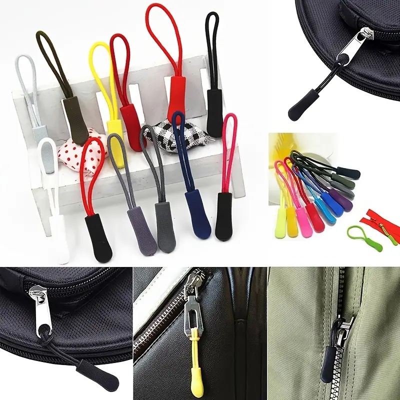 10 Pcs Zipper Pull Puller End Fit Rope Tag Replacement Clip Broken ...
