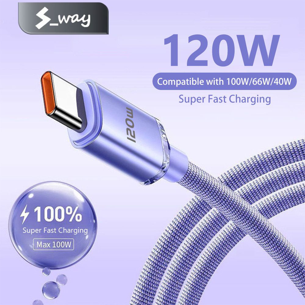 120W 6A Fast Charging Cable Type-c 480mps Transmission Anti-Breakable ...