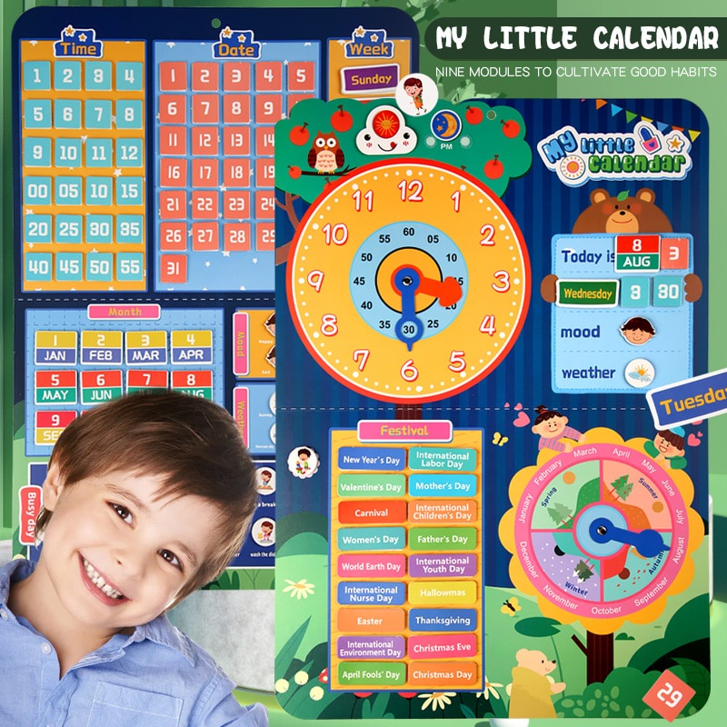 Kids Calendar Time Month Date Day Season Weather Busy Book Learning ...