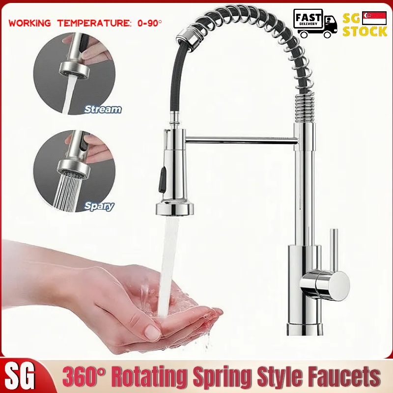 [SG Seller] Kitchen 304 Stainless Steel Faucet 360° Rotating Spring ...