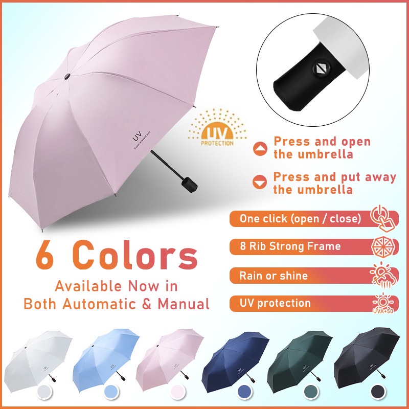 UV Umbrella Protection Sun Automatic Open and Close Manual Umbrella Anti UV Umbrella | Shopee ...