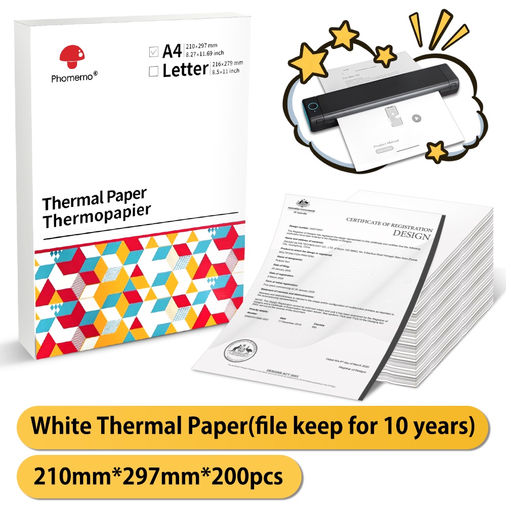Phomemo A4 Thermal Paper Compatible Thermal Paper for Phomemo M08F ...