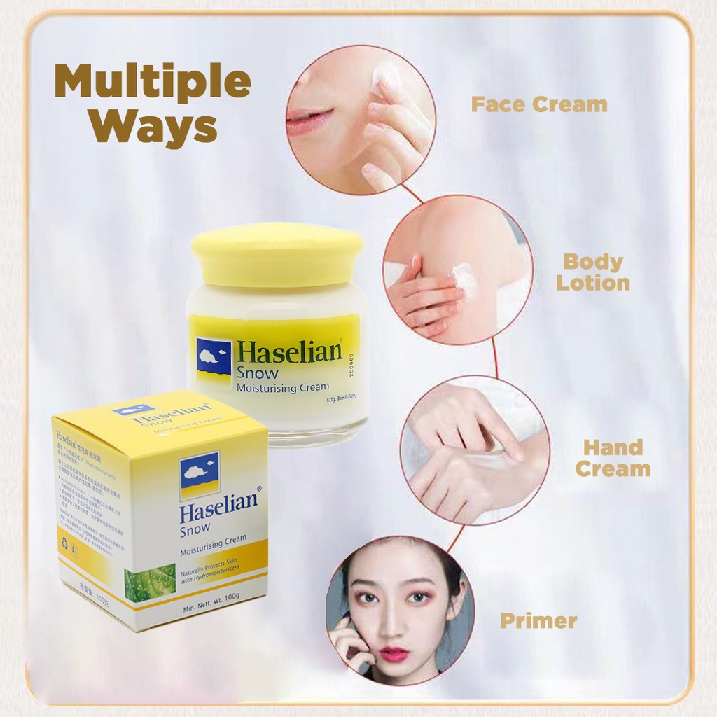 Haselian Snow 100g Moisturising Cream | Face & Body Moisturiser Cream ...