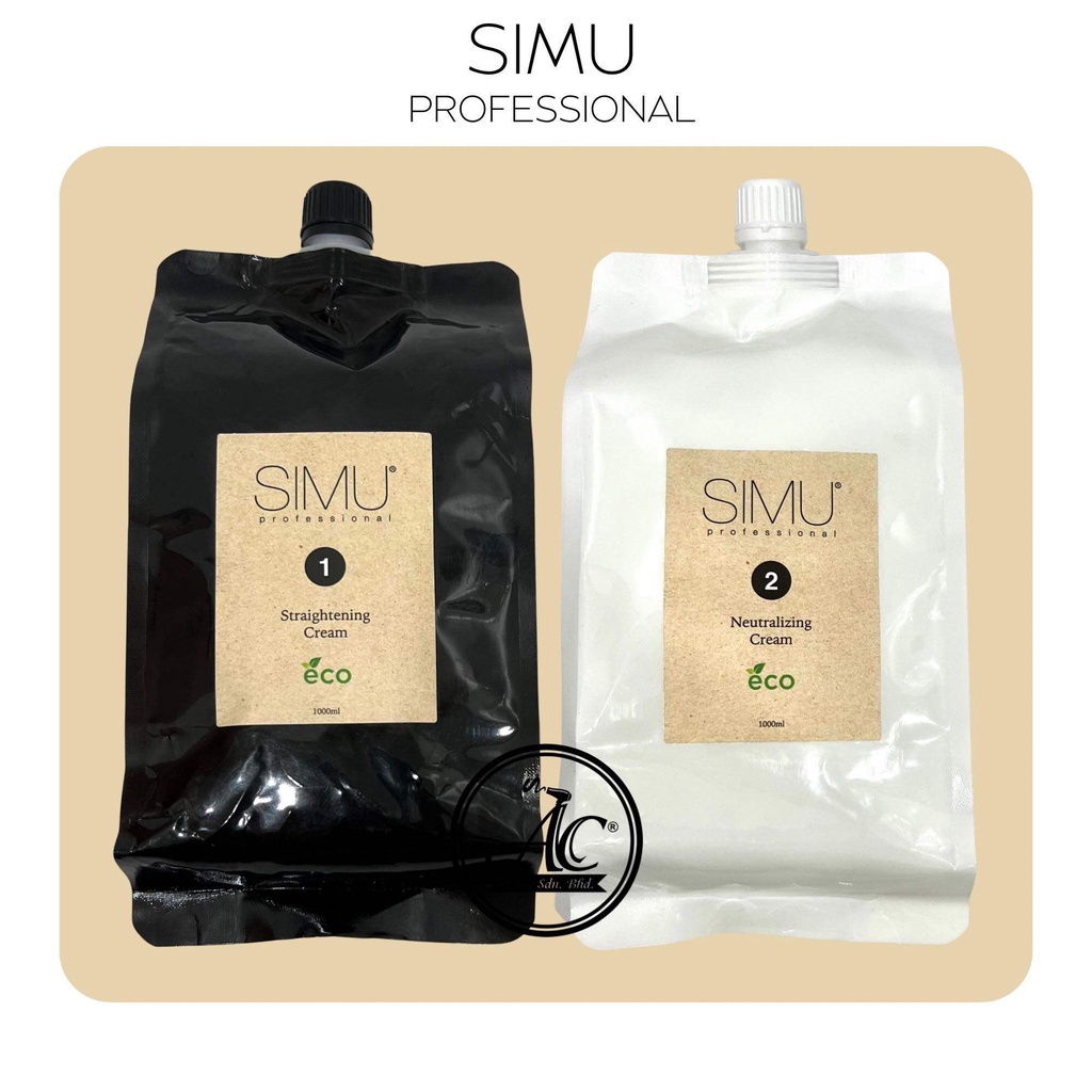 Simu Straightening Cream + Neutralizing Cream 1000ml x2 Rebonding Cream ...