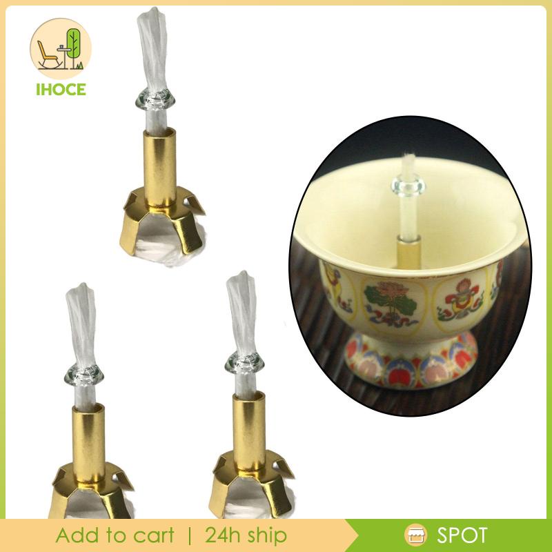 [Ihoce] 3Pcs Oil Lamp Wick Holder with Glass Fiber Wicks Copper Alloy ...