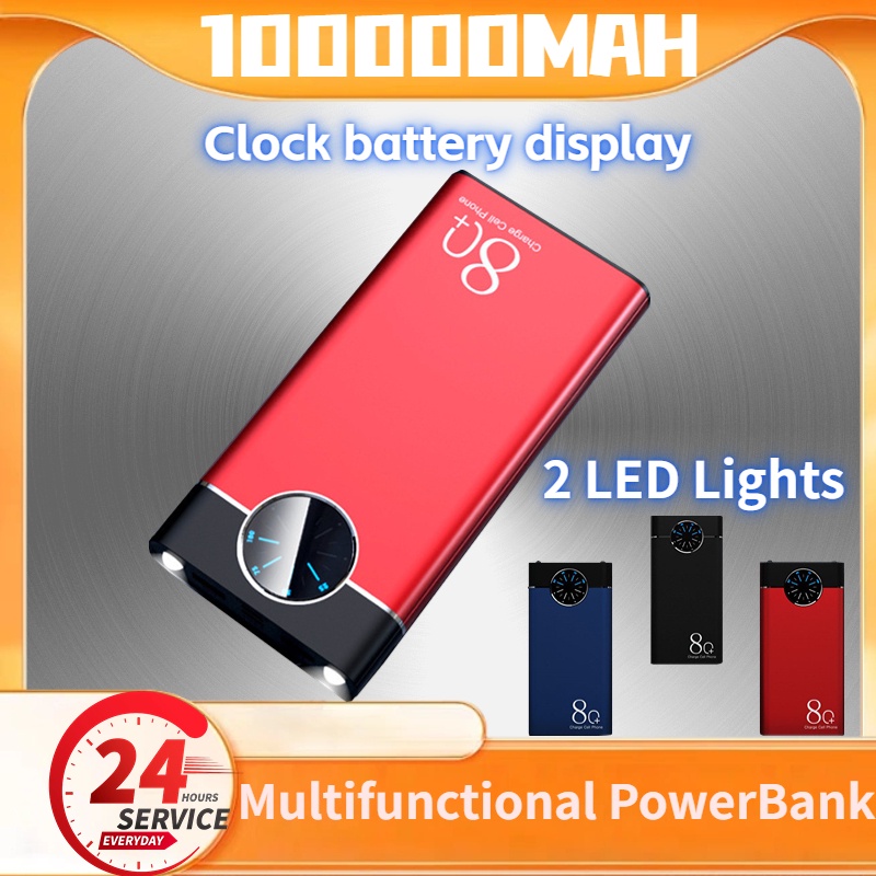100000mAh Powerbank Clock Digital Display Large Capacity Metal Frosted ...