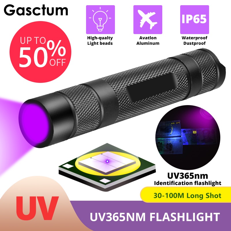 UV Flashlight 365nm UV Light black light Ultra Violets mini Ultraviolet ...