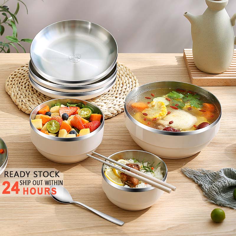 304 Stainless Steel Bowl Kid Bowls Anti-fall Bowl Home Dinnerware ...