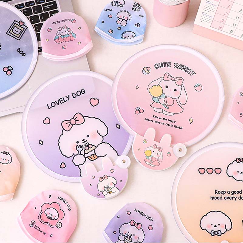 Cute Cartoon Folding Fan Portable Hand Fans Small Fan with Handle ...