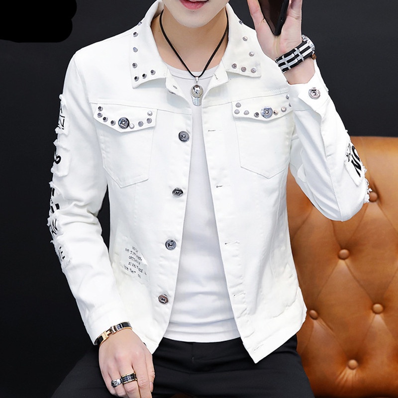 Fashion Men denim jacket Spring And Autumn Personalized design jean ...