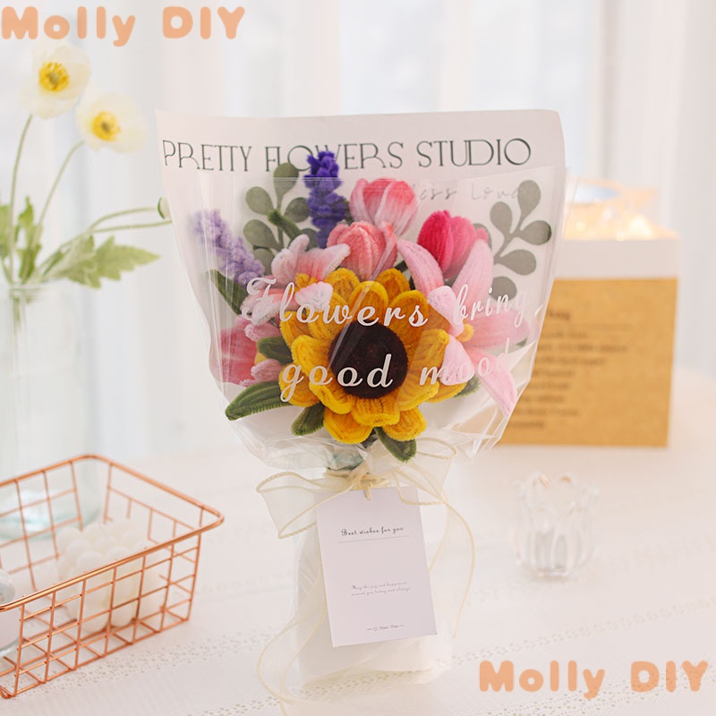 In Stock 扭扭棒Handmade Flower Sunflower Mixed bouquet DIY Material Set ...