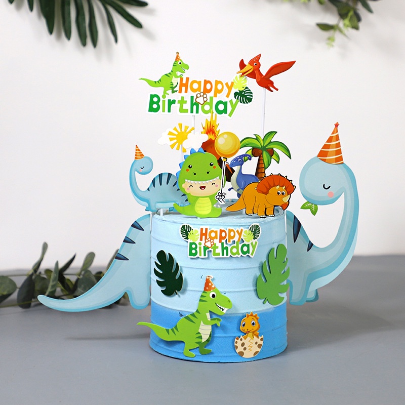 Dinosaur Birthday Cake Topper Decoration Set Kids Boy Birthday Cake ...