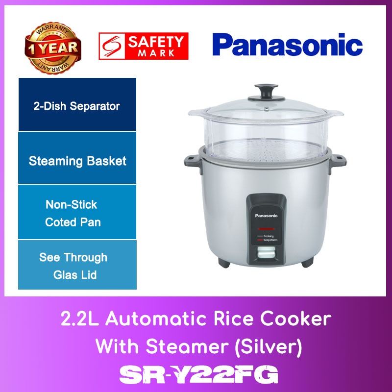 Panasonic SR-Y22FG 2.2L Automatic Rice Cooker Steamer Silver WITH 1 ...