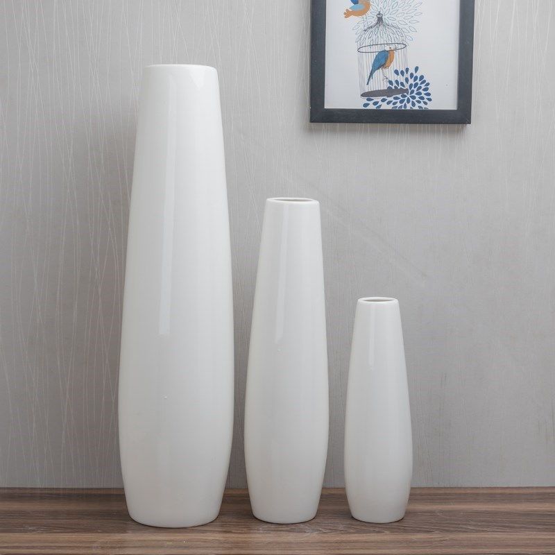 Simple living room vase floor ceramic slender high floor ceramic water ...