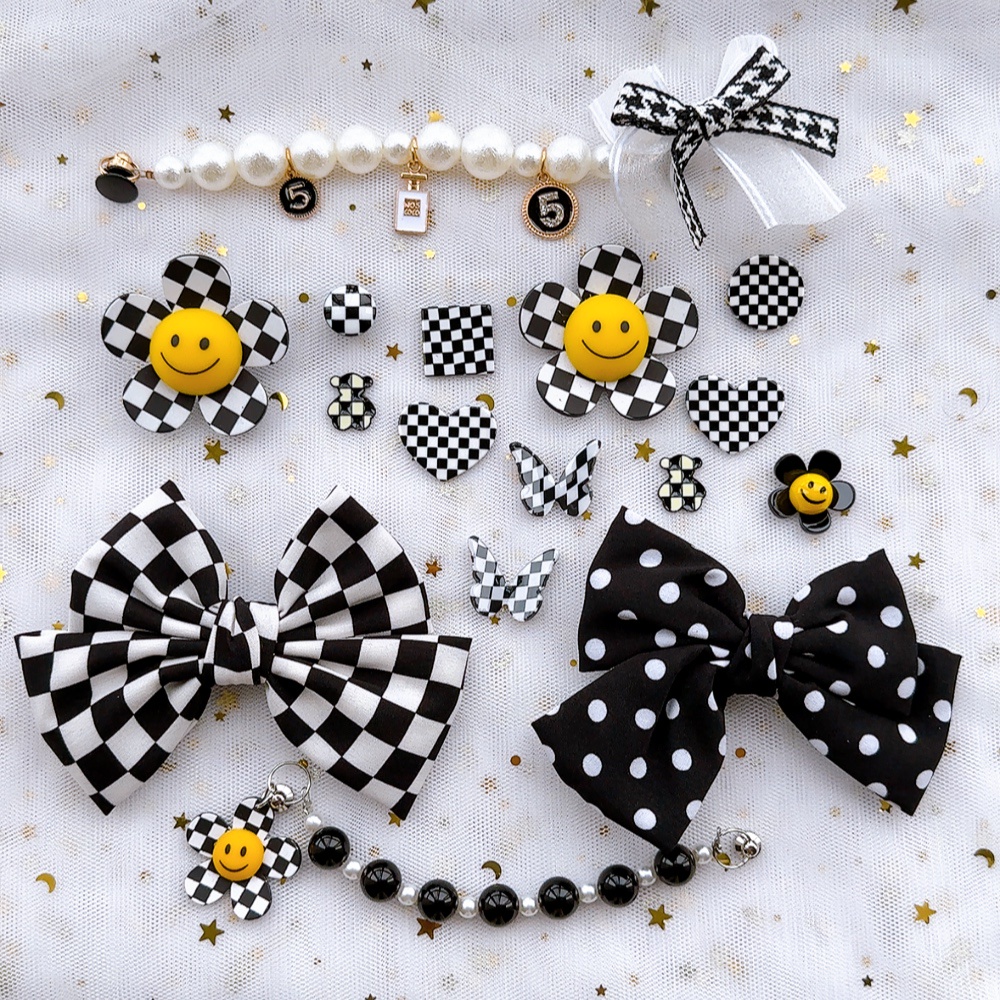 Black&white Checkered Series Croc Jibz Charm Button DIY Accessories For ...