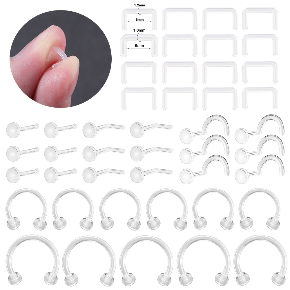 5-50pcs U Shape Invisible Septum Piercing Hider Clear Acrylic Nose Ring ...