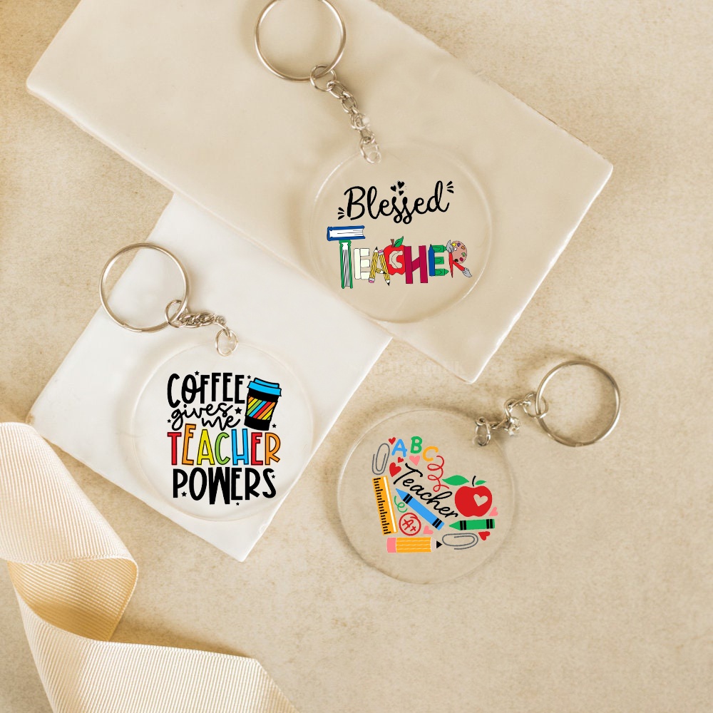 Teacher's Day Stationery Apple Love Acrylic Key Chains with Hole Key ...