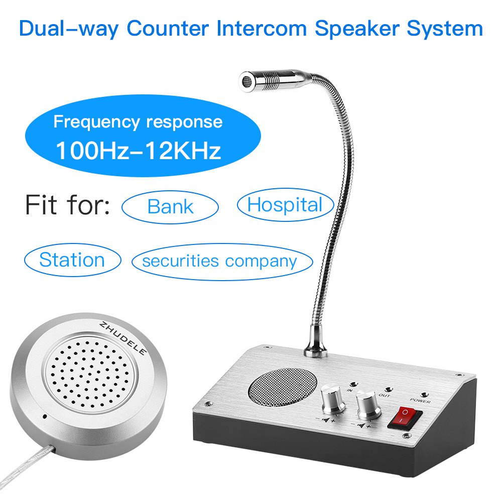 Dual-Way Talk Through Store Office Window Glass Counter Intercom ...