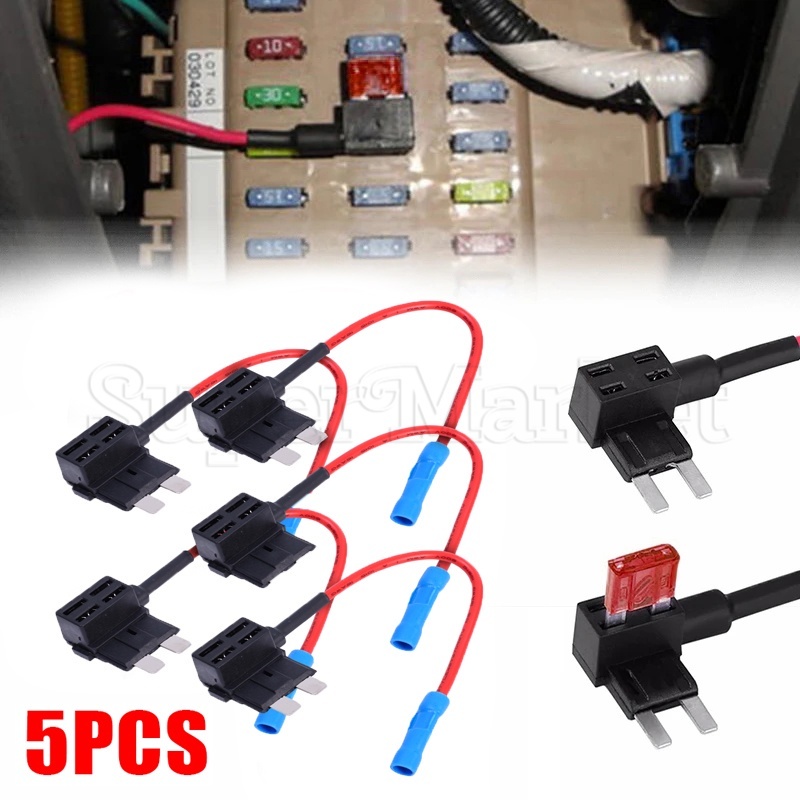 5Pcs 32V Car Fuse Holder Add-a-circuit TAP Adapter Micro Standard ATM ...