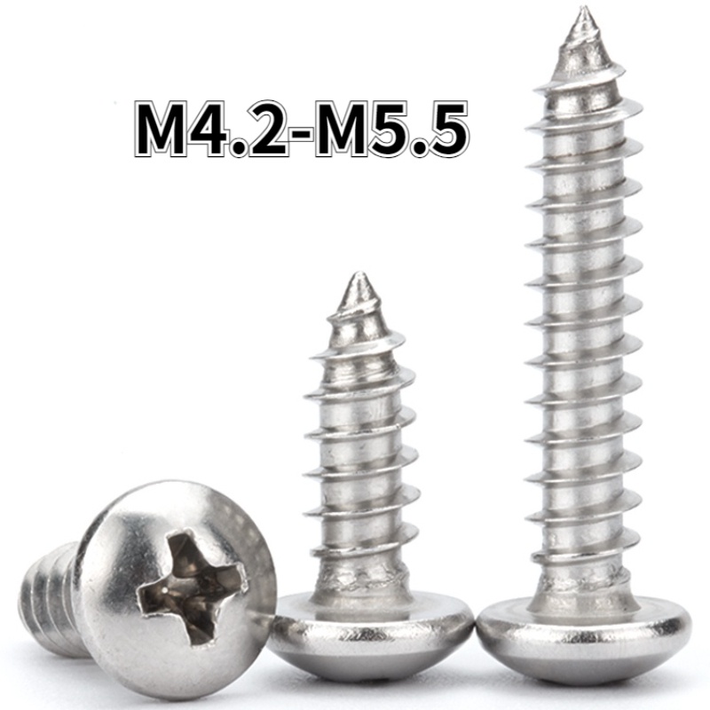 [XJK] Sus304 Round Head Screw Phillips Self-Tapping Screw Self-Tapping Screw M4.2-M5-M5.5 ...