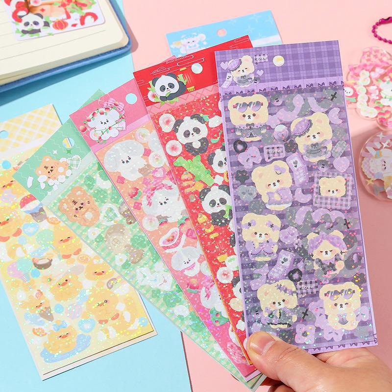 20/40/60/100 Sheets Random Cartoon Glitter Stickers Student Lovely ...