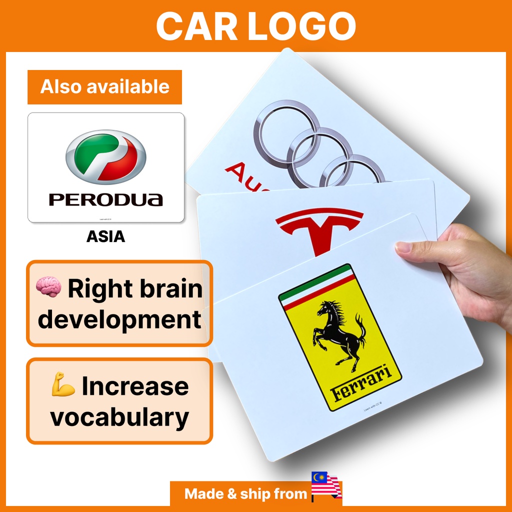 Car Logo Flash Cards for Kids, Baby, Big Flash Card, Flashcard ...