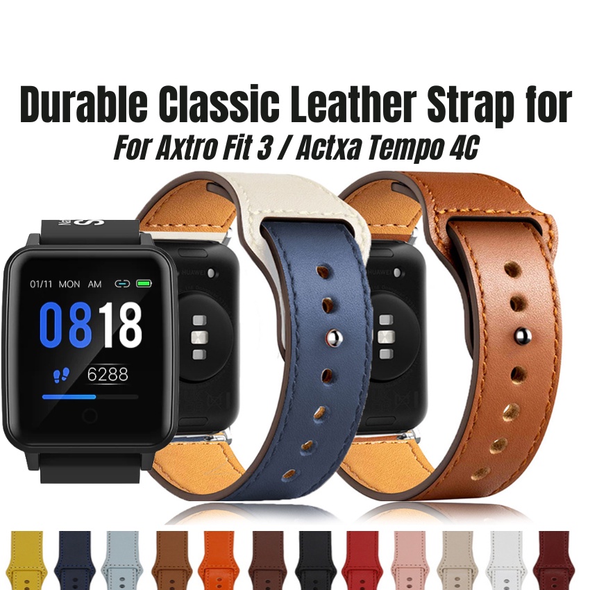 Axtro Fit 4 3 Leather Strap Classic Leather Watch Band for Actxa Tempo ...