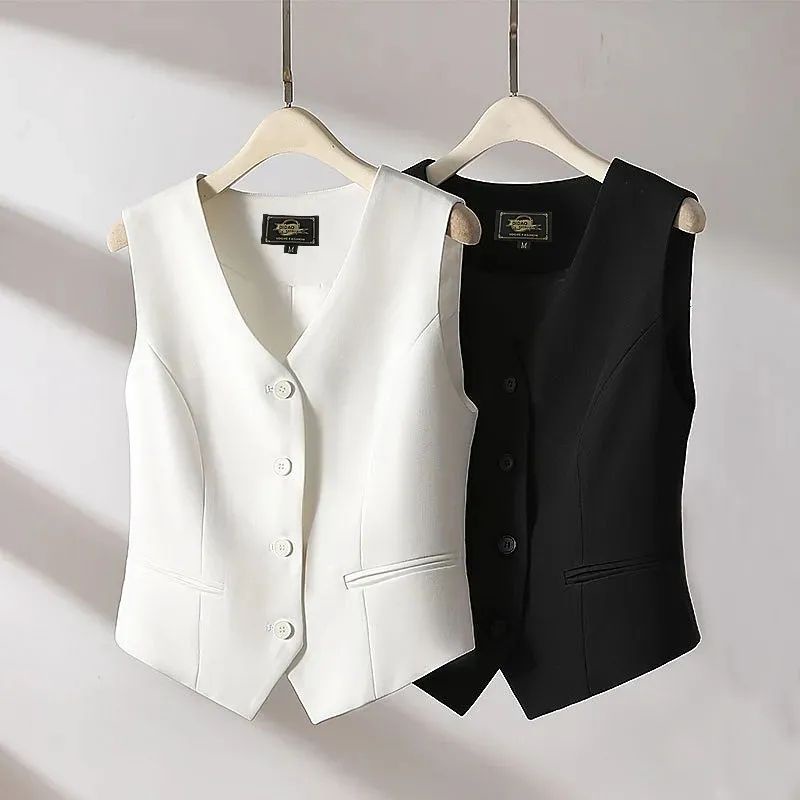 ICEYYIJINGSA Women's Old Money Style Vest Sleeveless Suit Vest V-Neck ...