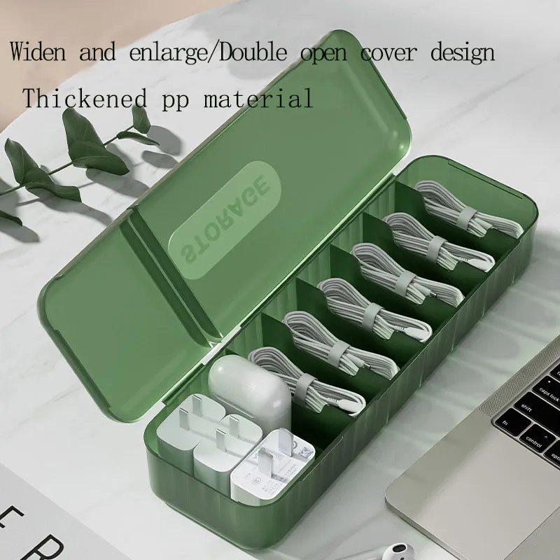 7 Partitions Mobile Phone Charging Line Storage Box Data Cable ...