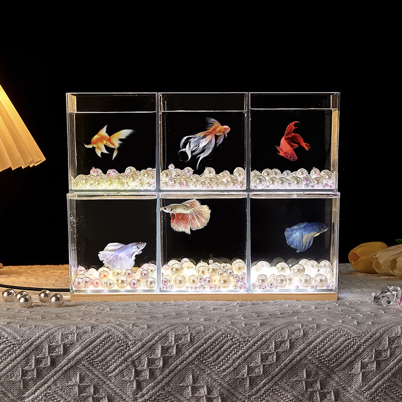 A001 Aquarium Home Furnishing Small Fish Tank Desktop Betta Mini ...